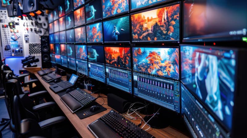Camera Room for Video Editing Stock Photo - Image of monitors, modern ...