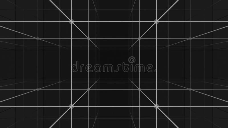 Camera Rotating into a 3d Grid Infinite Space. 4K Digital Cyberspace ...