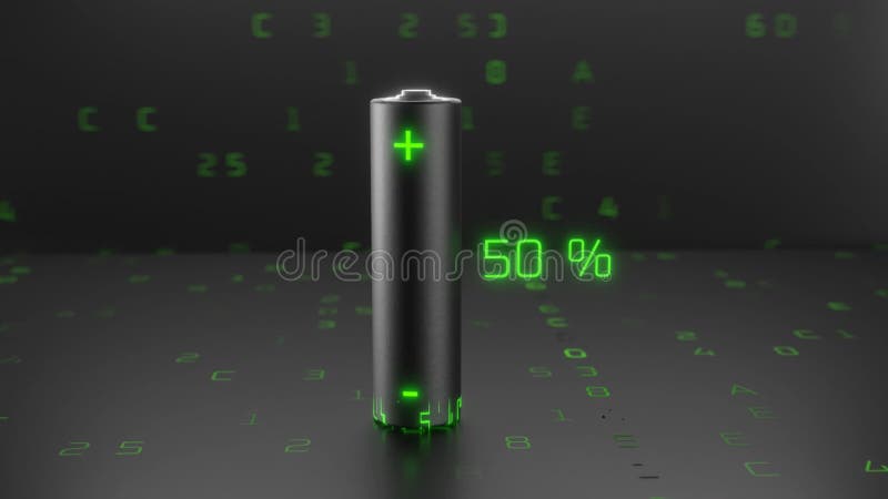 Camera Rotation Around the Battery. Charging Battery Infographic Stock ...