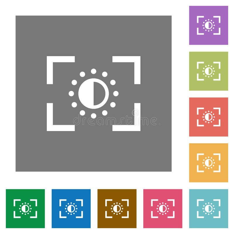 Camera Saturation Setting Square Flat Icons Stock Vector - Illustration ...