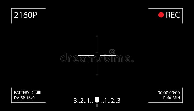 Camera Screen With White Frame, Figures And Battery Symbol. Camcorder ...
