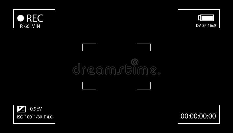 Camera Screen with White Frame, Figures and Battery Symbol. Camcorder ...