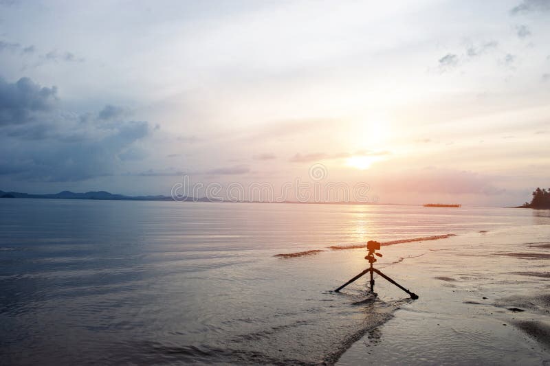 Camera and the Sea To See the Sunset Stock Photo - Image of summer ...