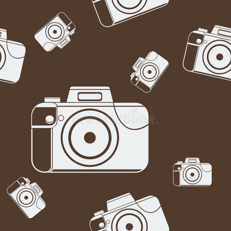 Flat Monochrome Camera Vector Seamless Pattern Stock Vector ...