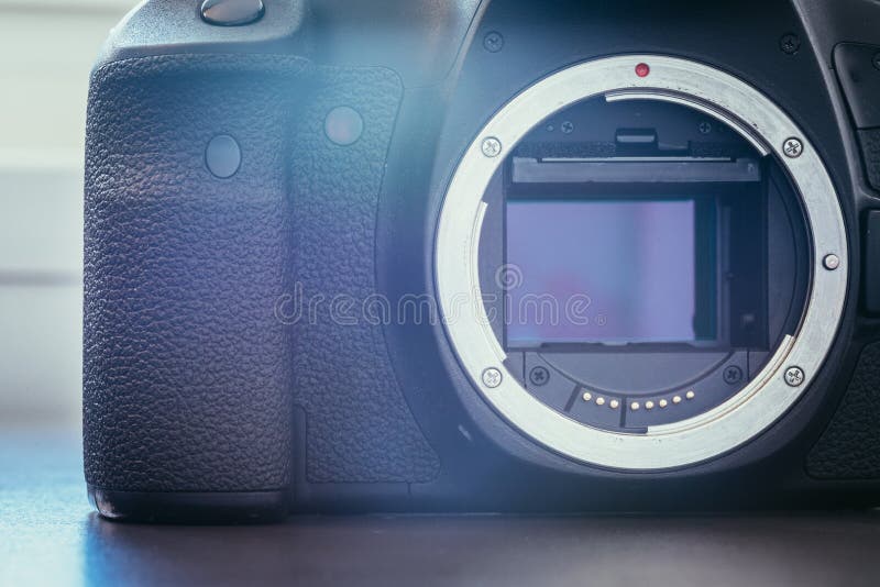 Camera Sensor: Close Up Picture of a Professional Reflex Camera Stock ...