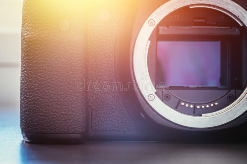 Camera Sensor: Close Up Picture of a Professional Reflex Camera ...