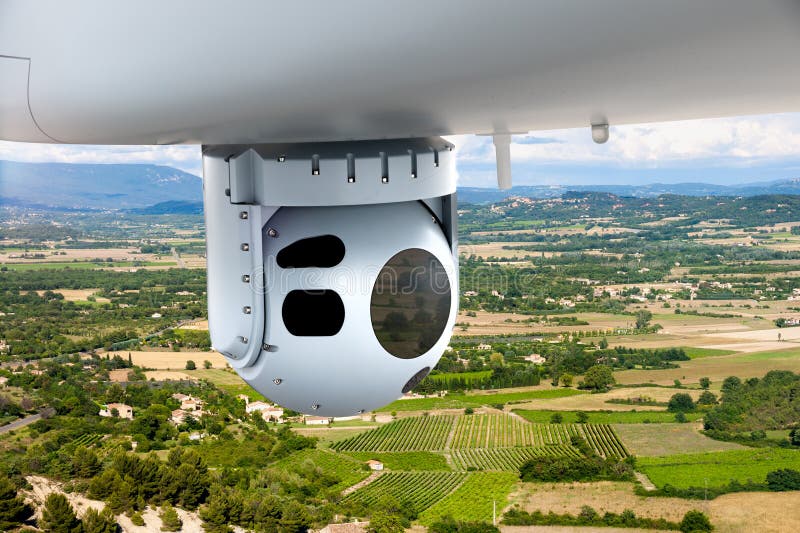 Camera Sensor Pods Under an Unmanned Aerial Surveillance Stock Image ...