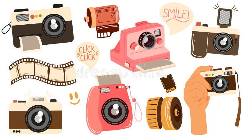 Cameras Set. Devices for Recording Visual Images Stock Vector ...