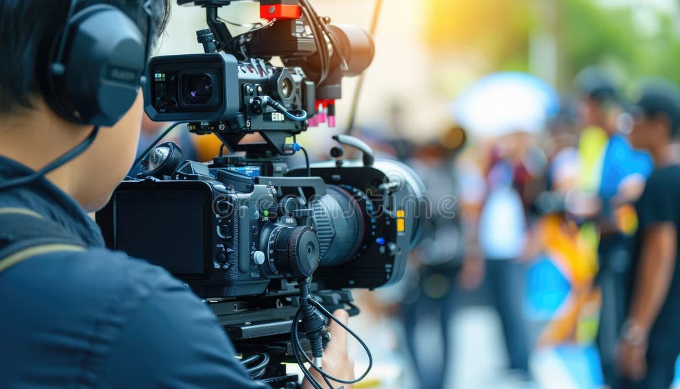 A Camera is Set Up in Front of a Crowd of People by AI Generated Image ...