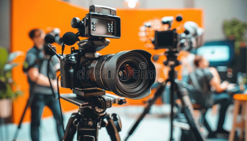 A Camera is Set Up in Front of a Crowd of People by AI Generated Image ...