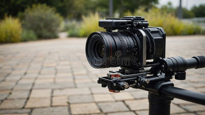 Camera Set Up on a Stabilizer for Shooting Video Outdoors in a Green ...