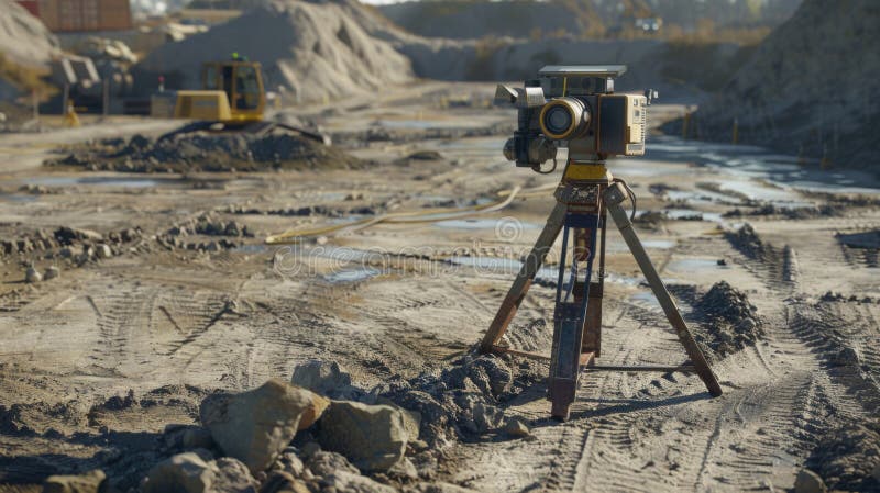 A Camera Set Up on a Tripod at a Busy Construction Site. Ideal for ...