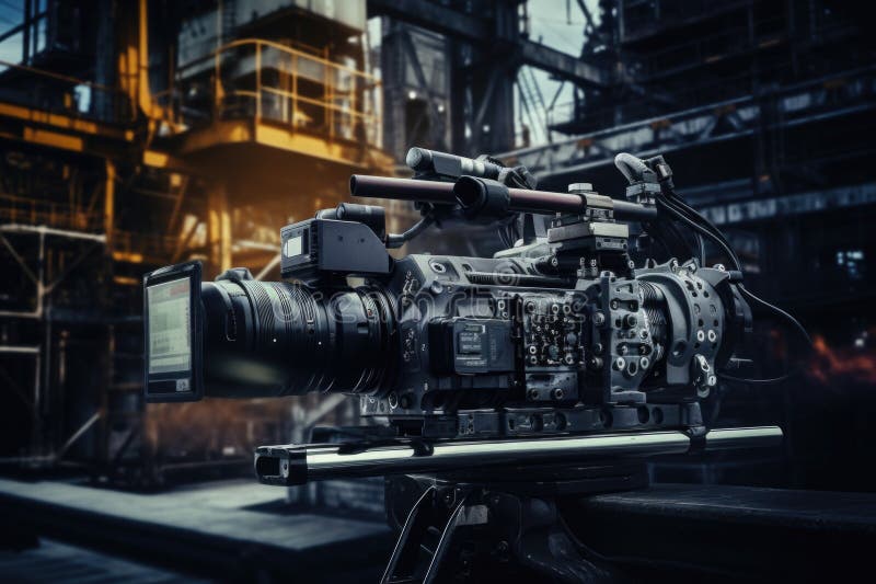 A Camera Set Up on a Tripod in Front of a Modern Building. Ideal for ...