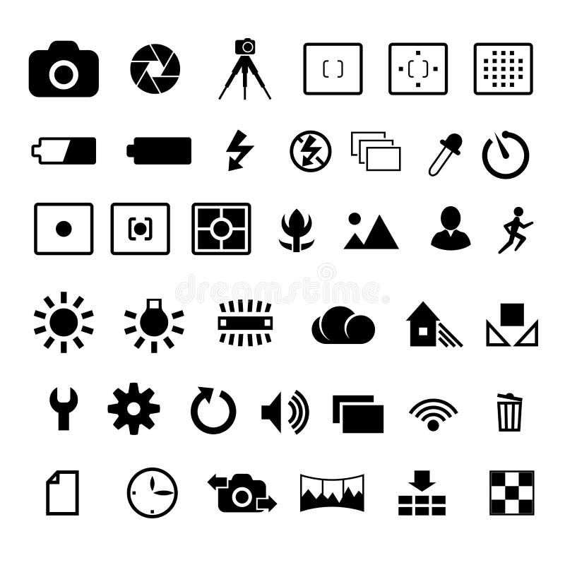Camera settings symbols stock vector. Illustration of focus - 34417673