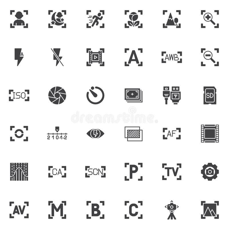 Camera Settings Vector Icons Set Stock Vector - Illustration of ...