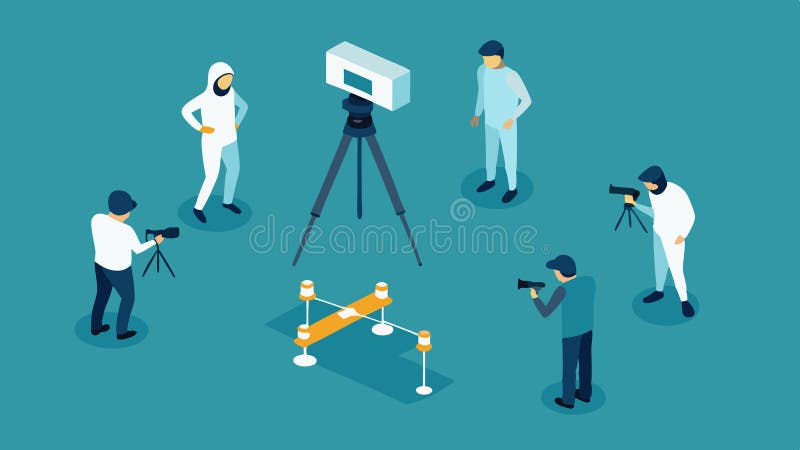 Camera Setup a Forensic Team Positioning Cameras Around a Digital Model ...