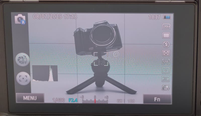 Camera Setup on a Tripod with Display Settings Visible for Perfect Shot ...