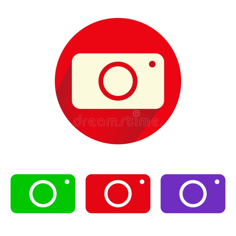 Camera Icons Set of Different Colors, Camera with Shadow. Illustration ...