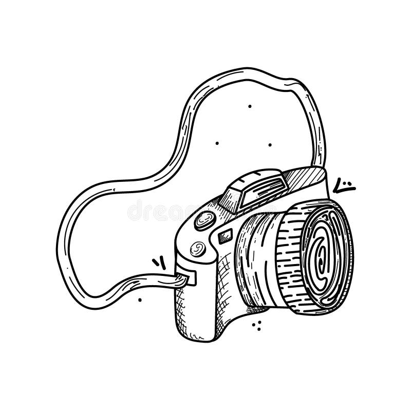 Hiking Man with a Camera on White Background Stock Illustration ...