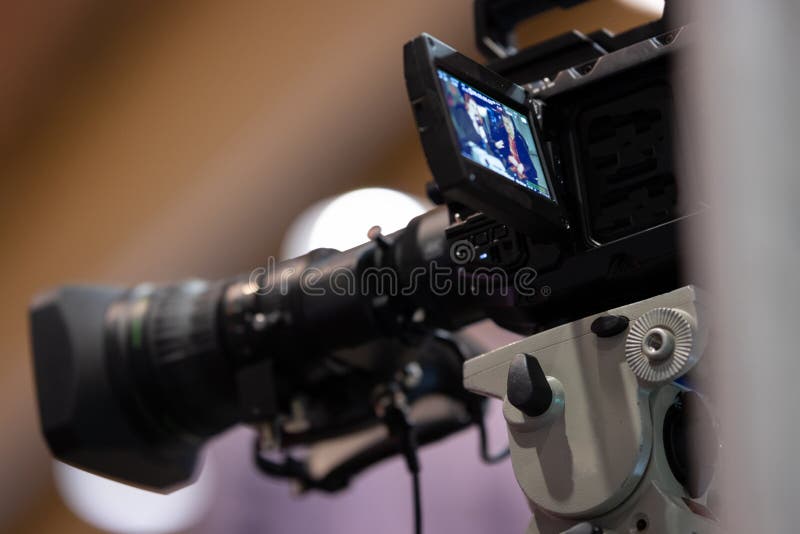 The Camera Shoots an Interview with Two People Stock Image - Image of ...