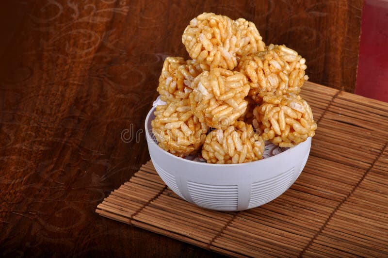 Sweet puffed rice balls stock photo. Image of sweet - 178280246