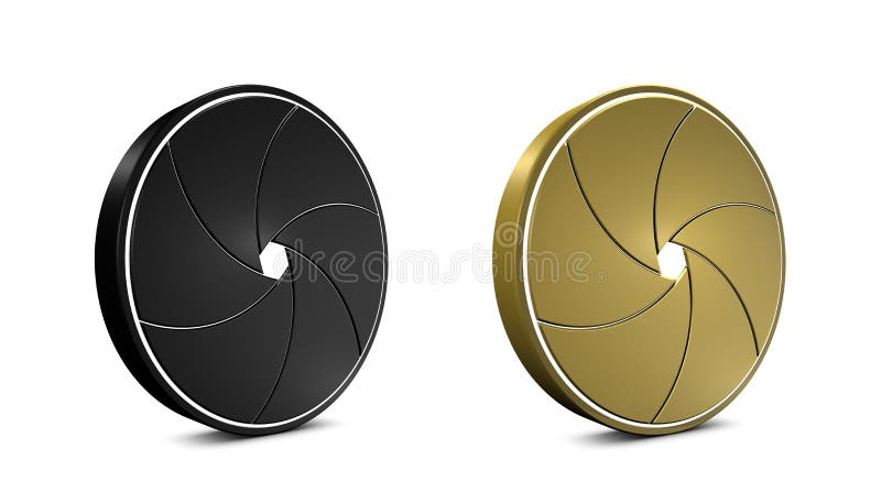 Camera Shutter Aperture - Black and Golden 3D Illustration - Isolated ...