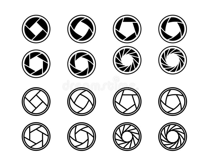 Camera Shutter Aperture Icons Stock Illustration - Illustration of ...