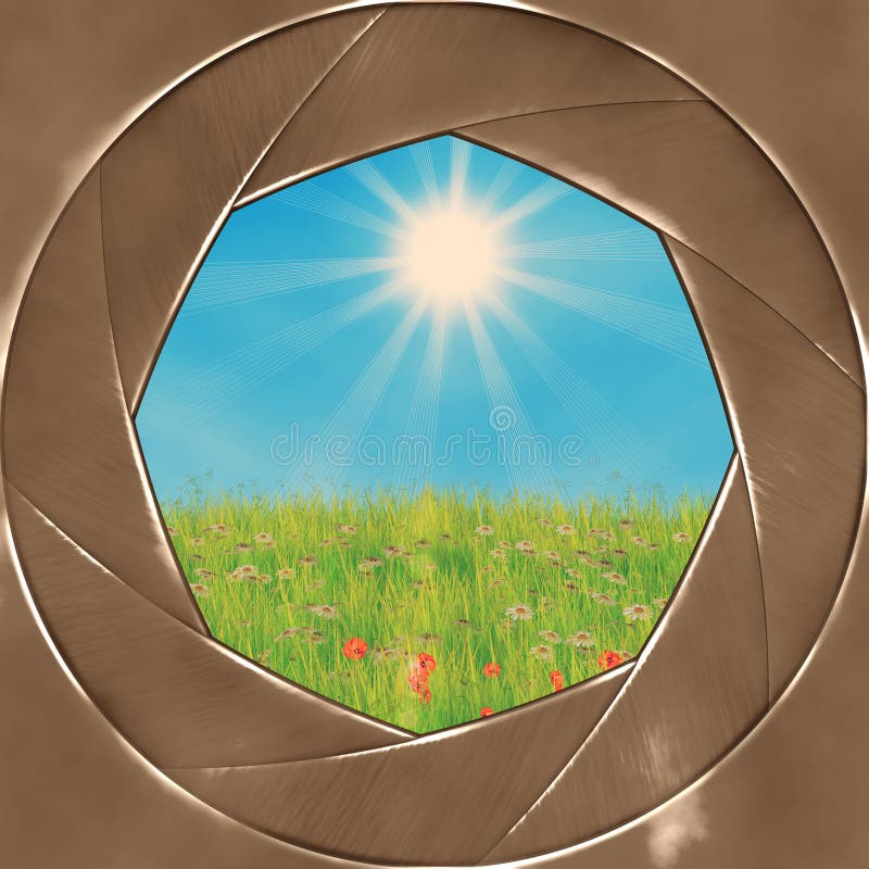 Camera Shutter with Grass Field Stock Illustration - Illustration of ...