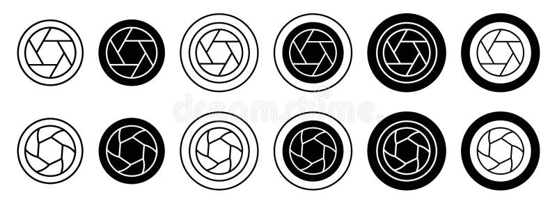 Camera Shutter Icon Outline Flat Icon Stock Vector - Illustration of ...