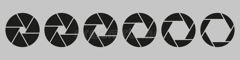 Camera Shutter Icon Symbol Set Stock Illustration - Illustration of ...