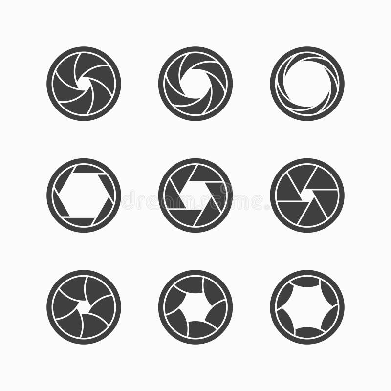Camera Lens Shutter Aperture Abstract Icons - Vector Graphic Stock ...