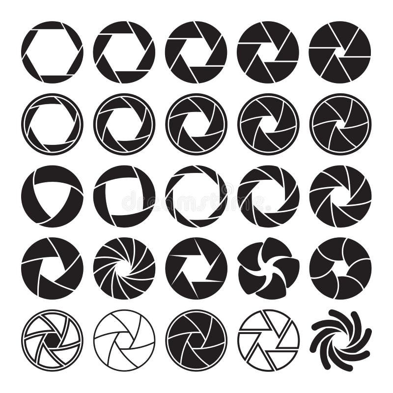 Camera Lens Shutter Aperture Abstract Icons - Vector Graphic Stock ...