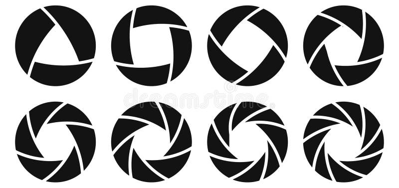 Camera Shutter Icons Set. Camera Lens Diaphragm Collection Stock Vector ...