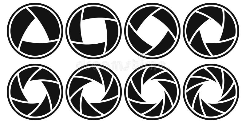 Camera Shutter Icons Set. Camera Lens Diaphragm Collection Stock Vector ...