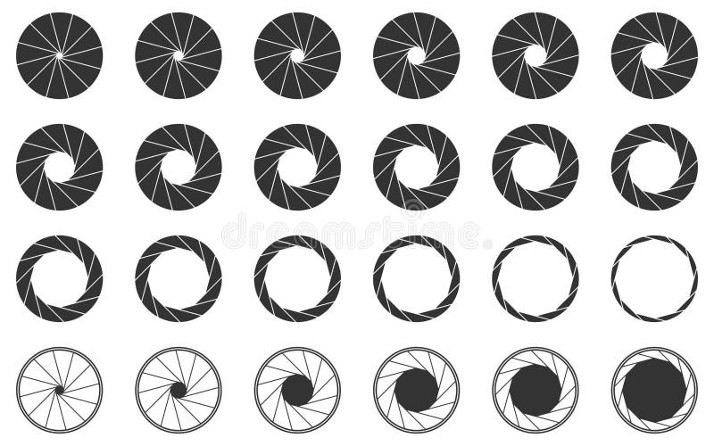 Camera shutter icons set stock vector. Illustration of black - 127310114