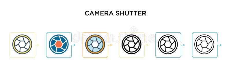 Camera Shutter Vector Icon in 6 Different Modern Styles. Black, Two ...