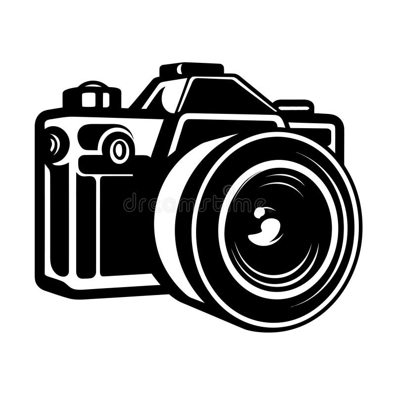 Camera Silhouette Icon in Black Color. Vector Template for Tattoo or ...