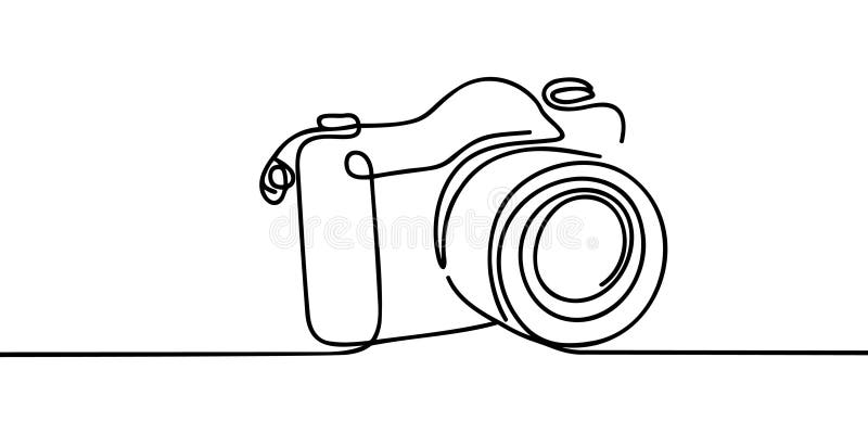 Camera Single Linear Drawing. One Line Photography Tool, Minimal Logo ...