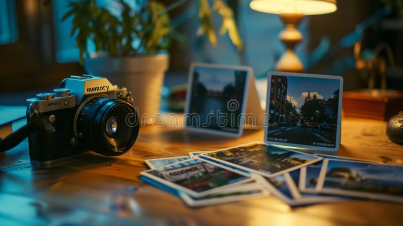 A Camera Sits on a Table with a Pile of Postcards, the Best Photography ...