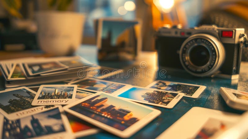 A Camera Sits on a Table with a Pile of Postcards, the Best Photography ...