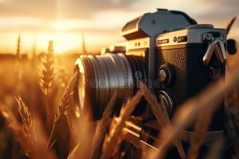A Camera Sitting in the Middle of a Field. Ideal for Photography and ...