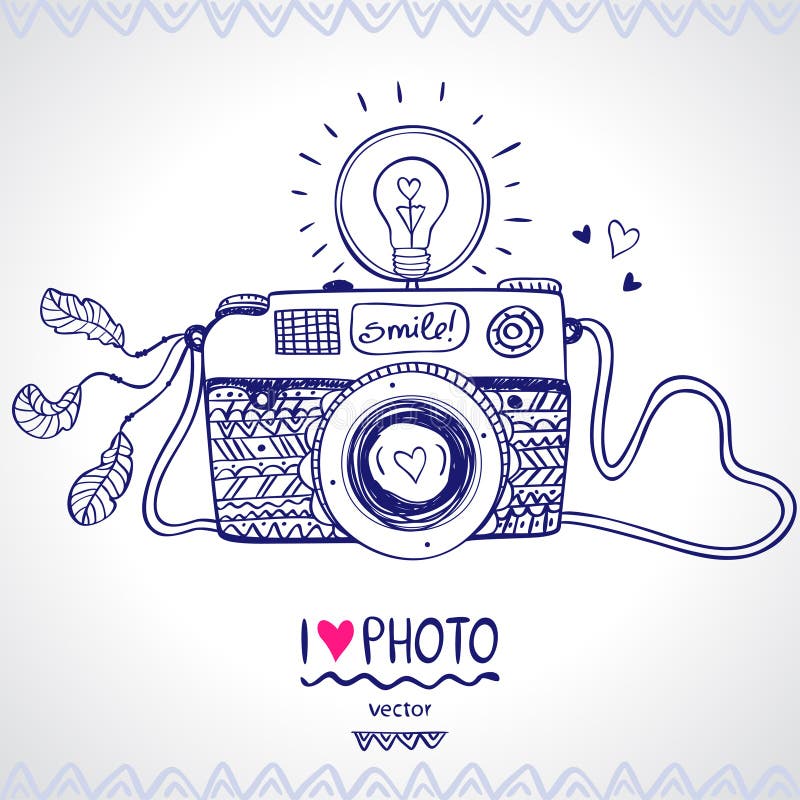 Free Hand Sketch of DSLR Camera Vector Stock Vector - Illustration of ...