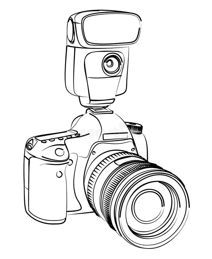 Camera Sketch. stock vector. Illustration of mirror, drawing - 91415488