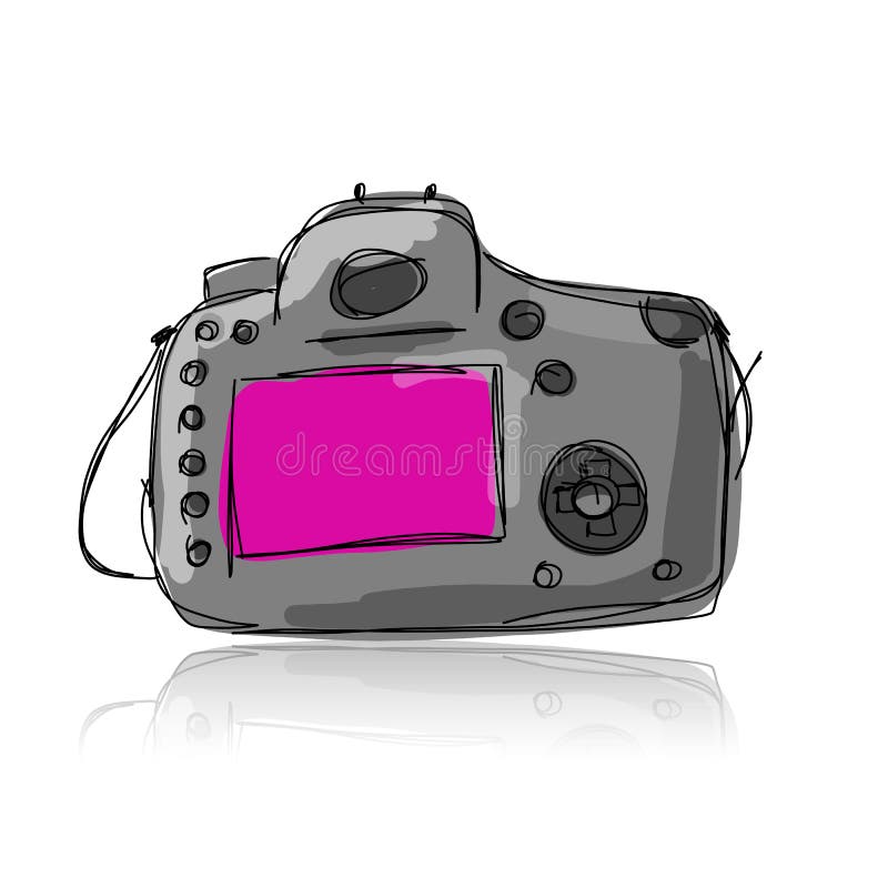 Camera, Sketch for Your Design Stock Vector - Illustration of objective ...