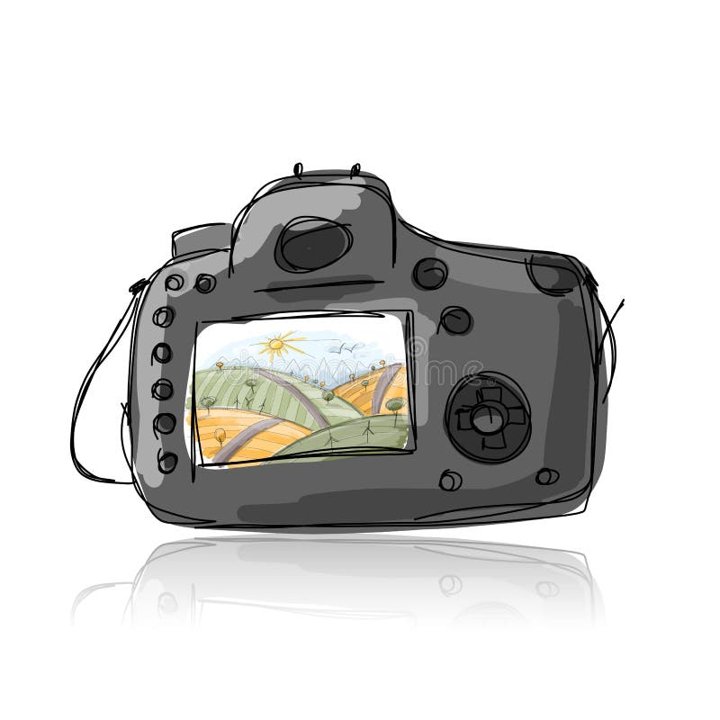 Camera, Sketch for Your Design Stock Vector - Illustration of film ...