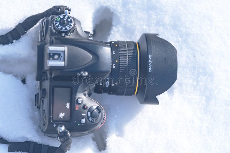 Camera in the Snow, Winter Photo Session 2019 Editorial Photography ...