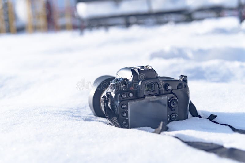 Camera in the Snow, Winter Photo Session 2019 Stock Photo - Image of ...