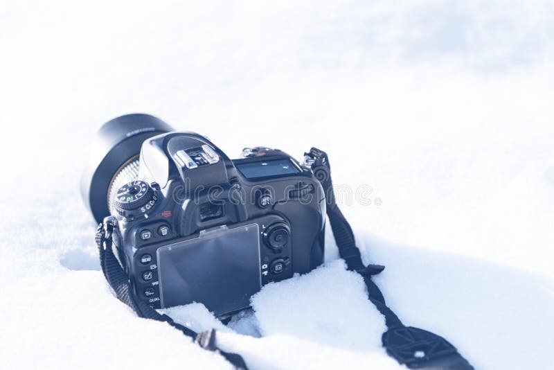 Camera in the Snow, Winter Photo Session 2019 Stock Image - Image of ...