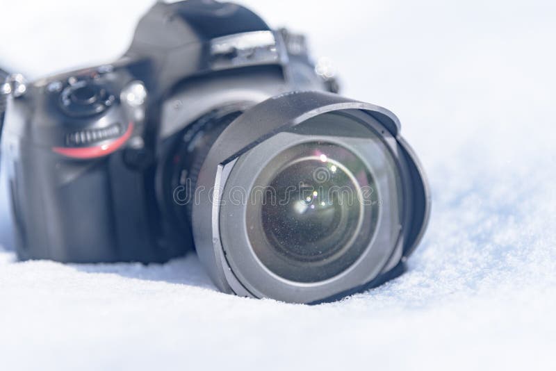 Camera in the Snow, Winter Photo Session 2019 Stock Photo - Image of ...