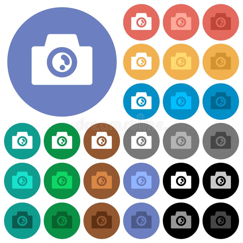 Camera Solid Round Flat Multi Colored Icons Stock Vector - Illustration ...
